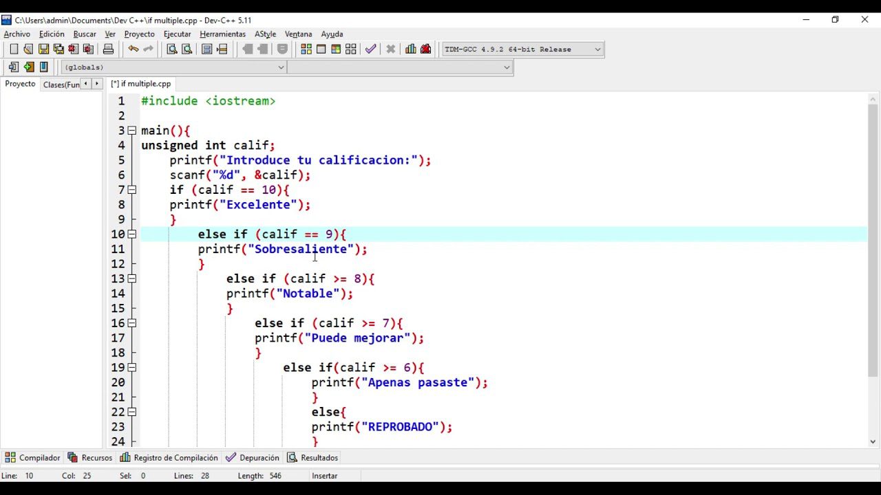 If y Sentencia: Estructura en C++