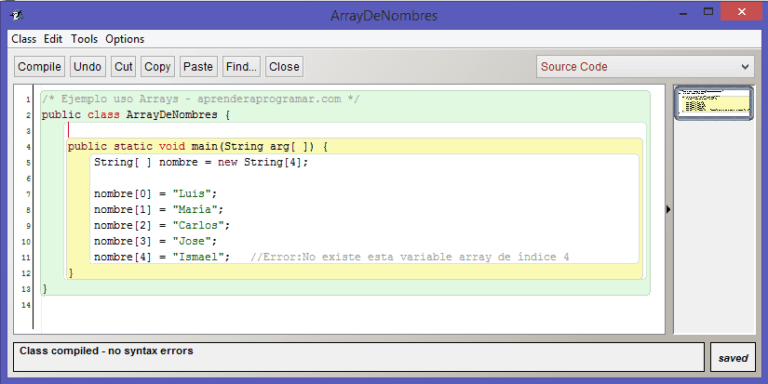 Matriz unidimensional: ejemplo de Java